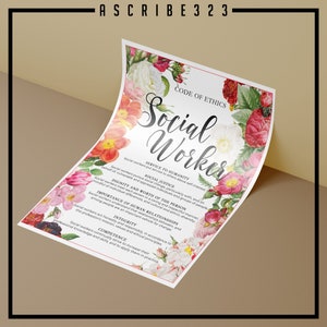 Social Worker Code of Ethics, Social Work Gift, Social Worker Poster ...