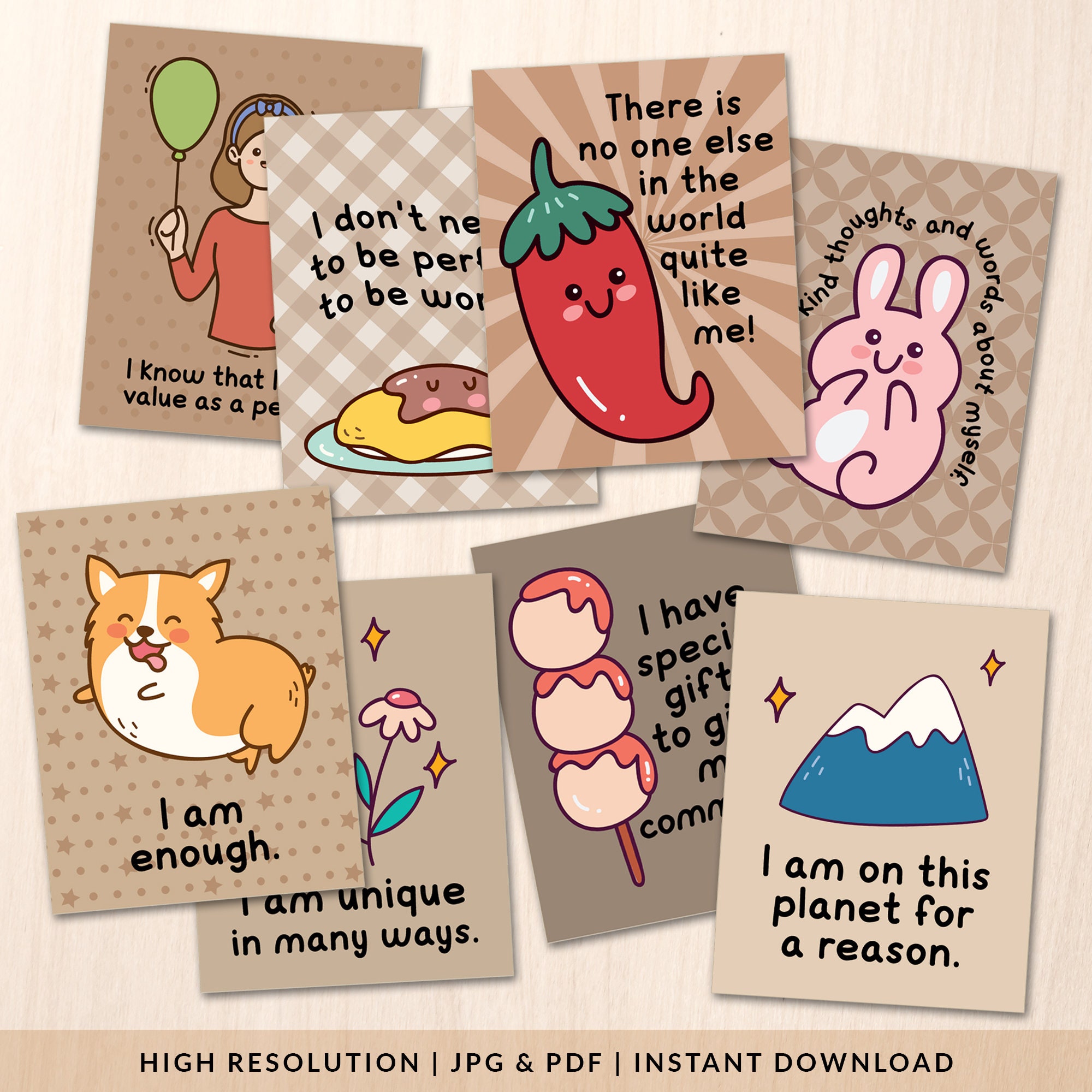 Self-love Affirmation Printable Cards for Kids - Set of 30 | Positive ...