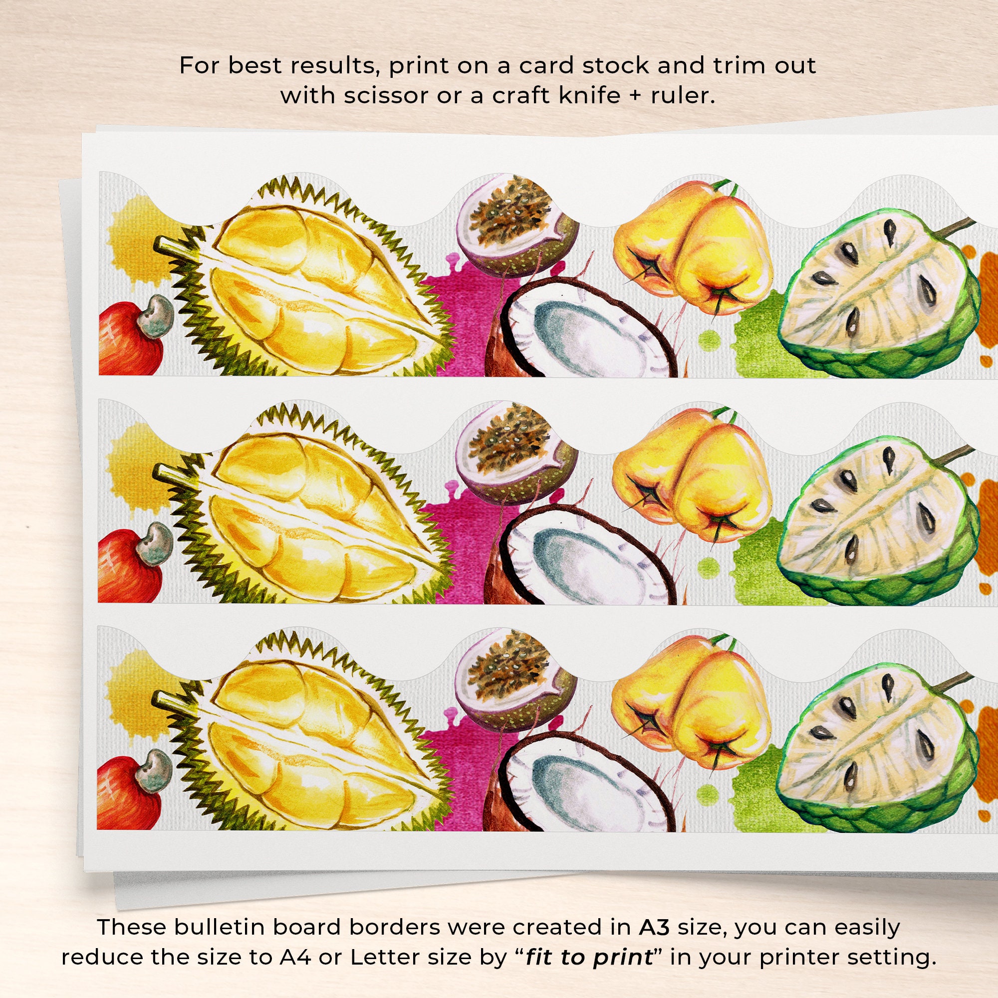 So Fruity Bulletin Board Borders | 5 Designs | Banana, Apple, Cherry ...