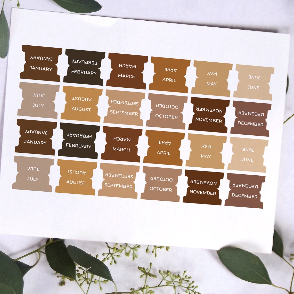 Coffee Palette Printable Monthly Tabs Colorful Divider Tabs | Etsy