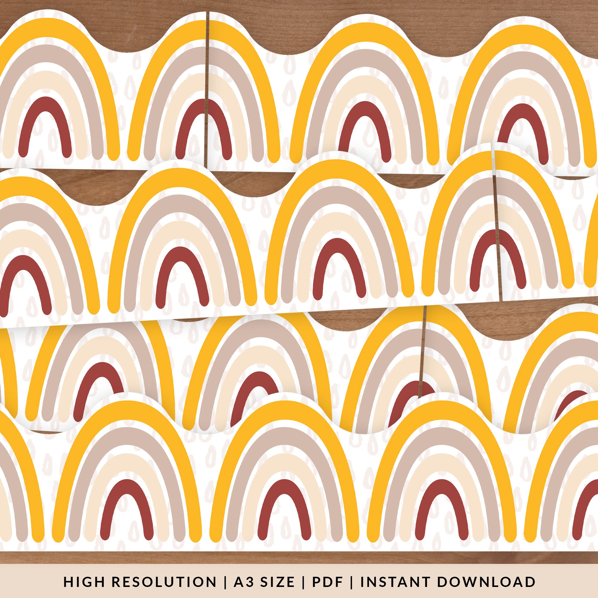 Boho Rainbows Classroom Bulletin Board Borders | 5 Designs | Neutral ...
