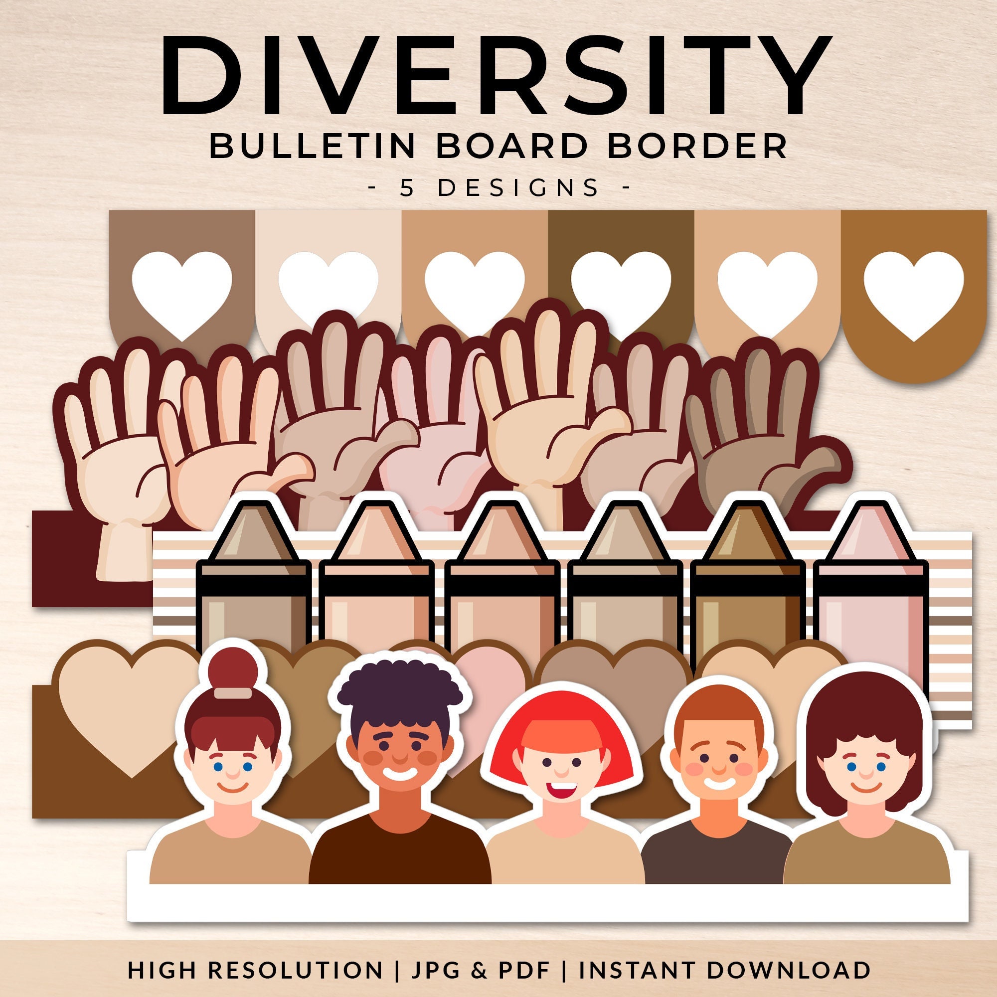 Celebrate Diversity Classroom Bulletin Board Borders 5 Designs All ...