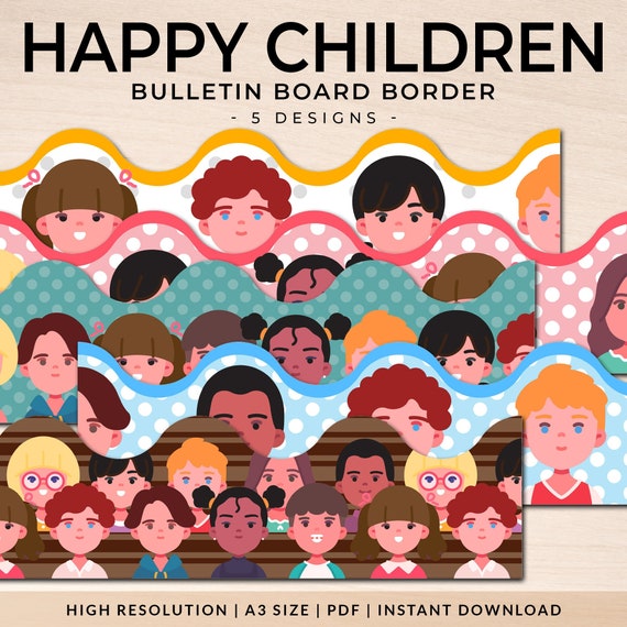 Happy Children Classroom Bulletin Board Borders 5 Designs | Etsy