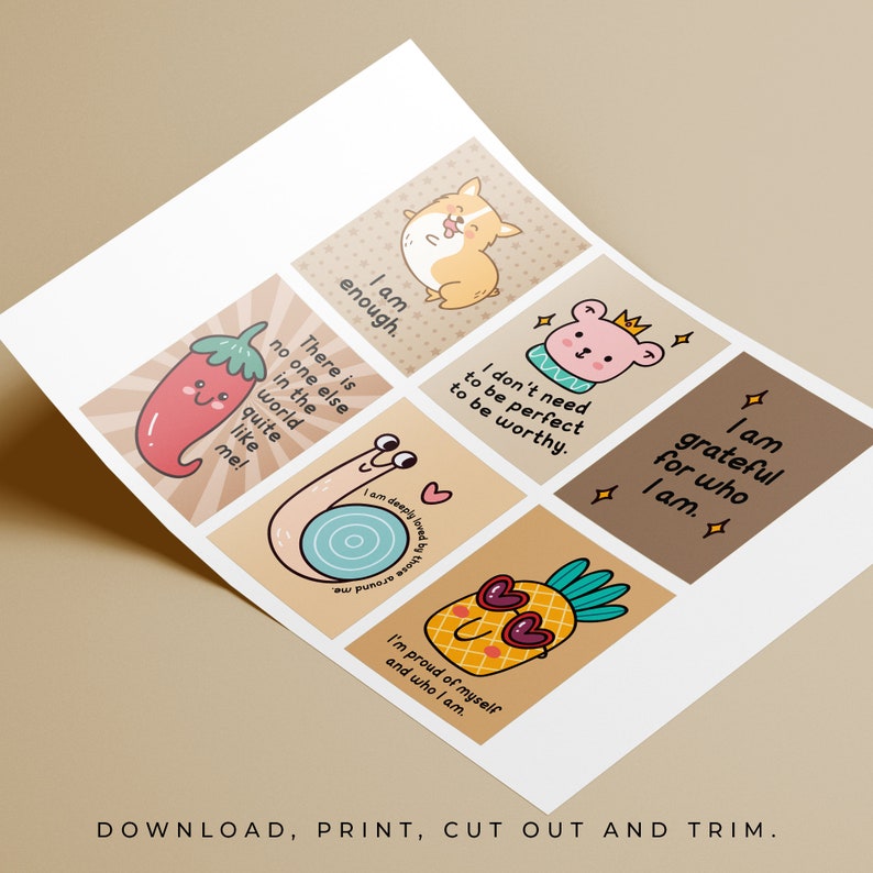 Self-love Affirmation Printable Cards for Kids - Set of 30 | Positive ...