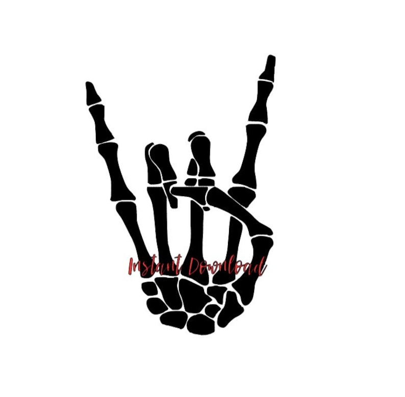 Rock on Skeleton Hand, PNG File, JPG File, Digital Download, Instant ...