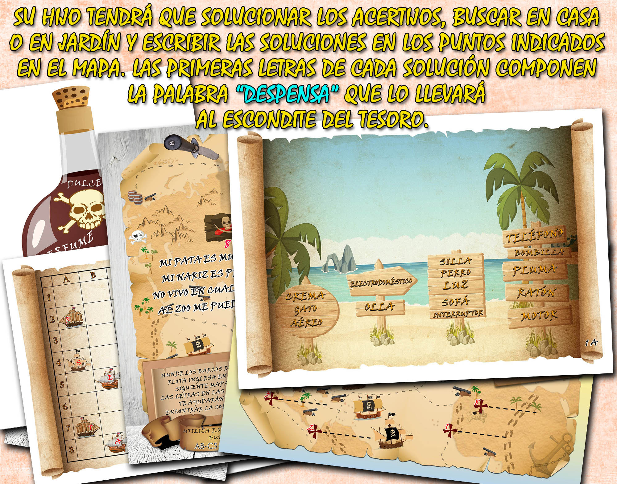 Búsqueda del tesoro con mapa en casa solución despensa 5-7 años ...