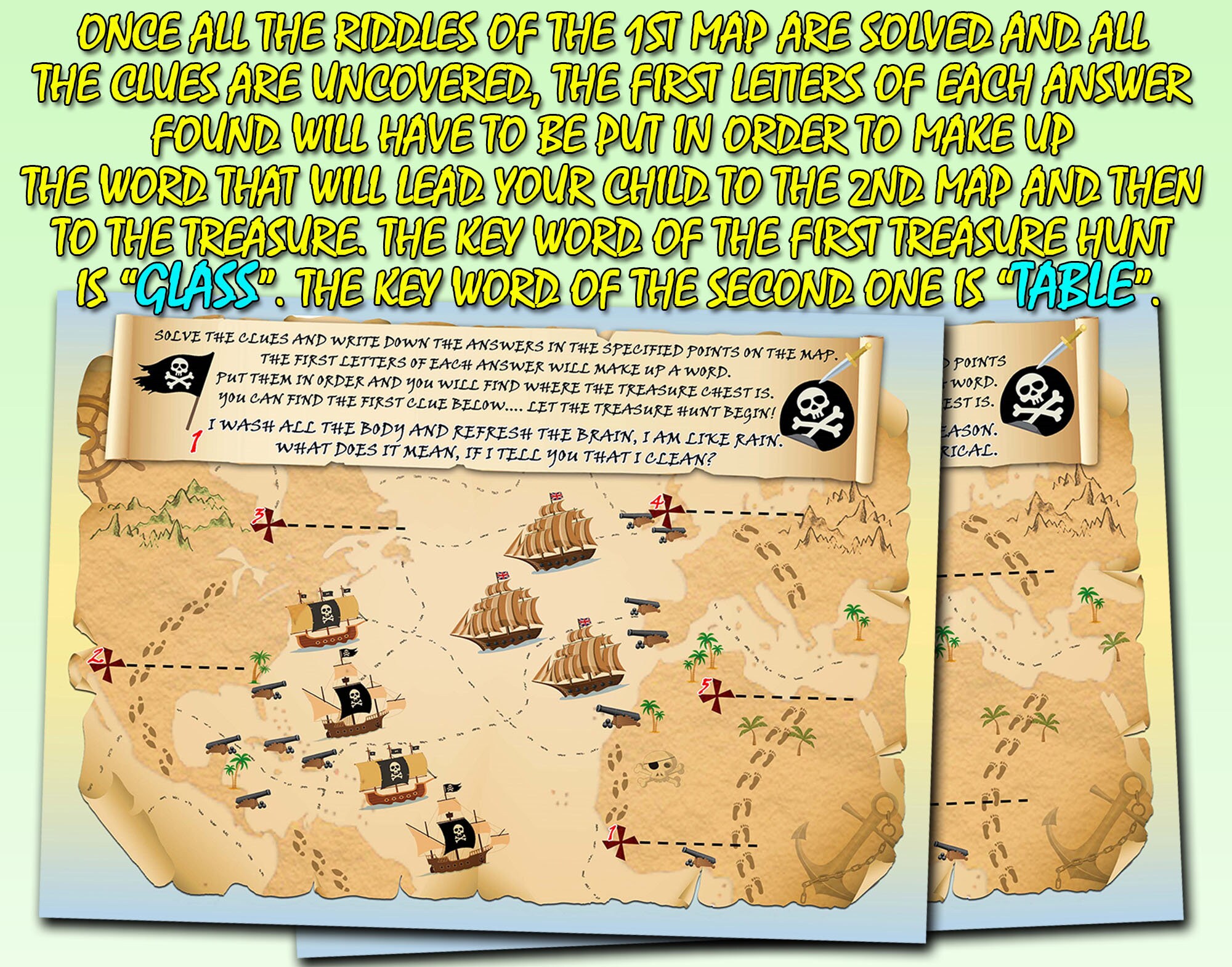 Kids Treasure Hunt, Scavenger Hunt With Map, Birthdays Games, Pdf ...