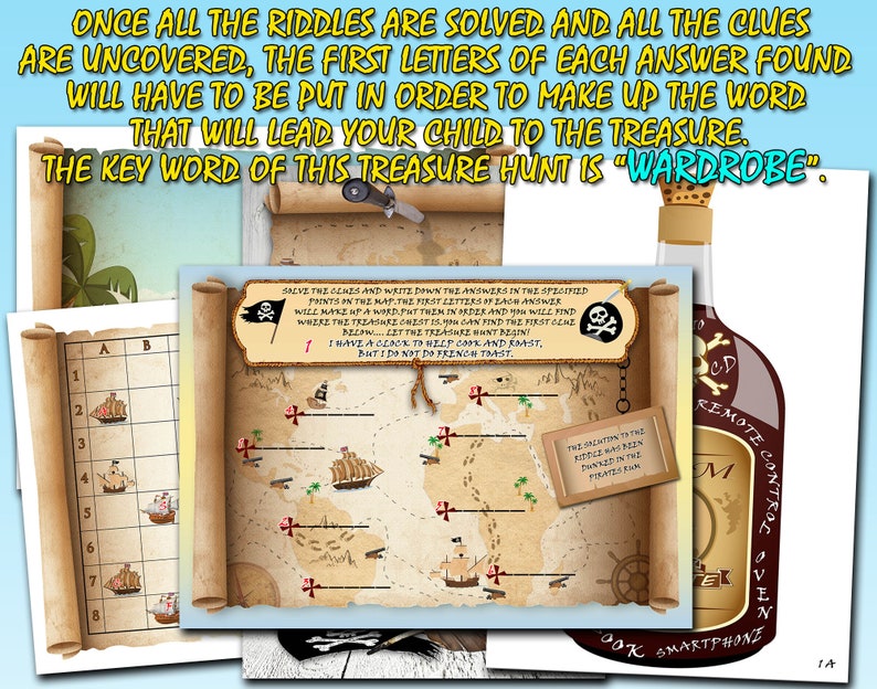 Kids Treasure Hunt, Scavenger Hunt With Map, Birthdays Games, Pdf ...