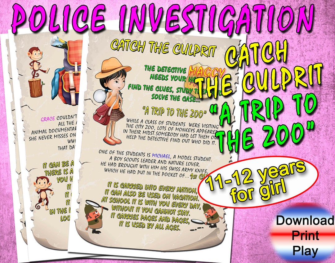 Mystery Games for Kids, Police Investigation, Birthdays Games, Pdf ...