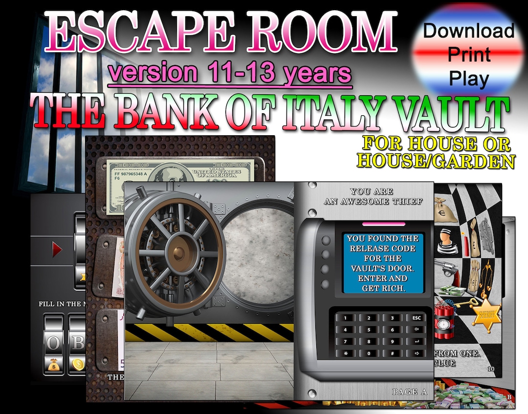 Kids Escape Room, the Bank of Italy Vault Ages 11-13 Years, Mystery ...