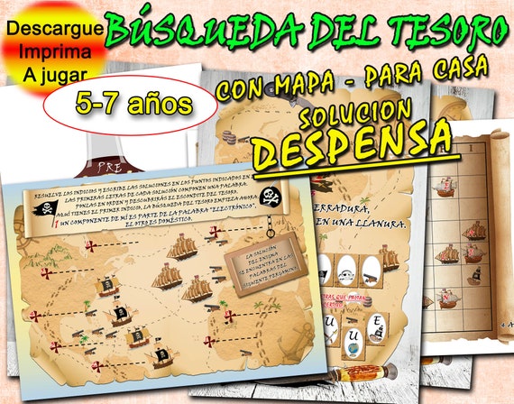 Búsqueda del tesoro con mapa en casa solución despensa 5-7 - Etsy España