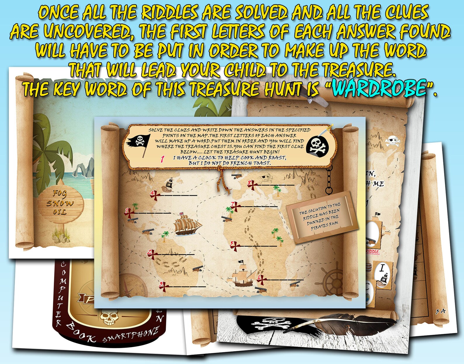 Kids Treasure Hunt, Scavenger Hunt With Map, Birthdays Games, Pdf ...
