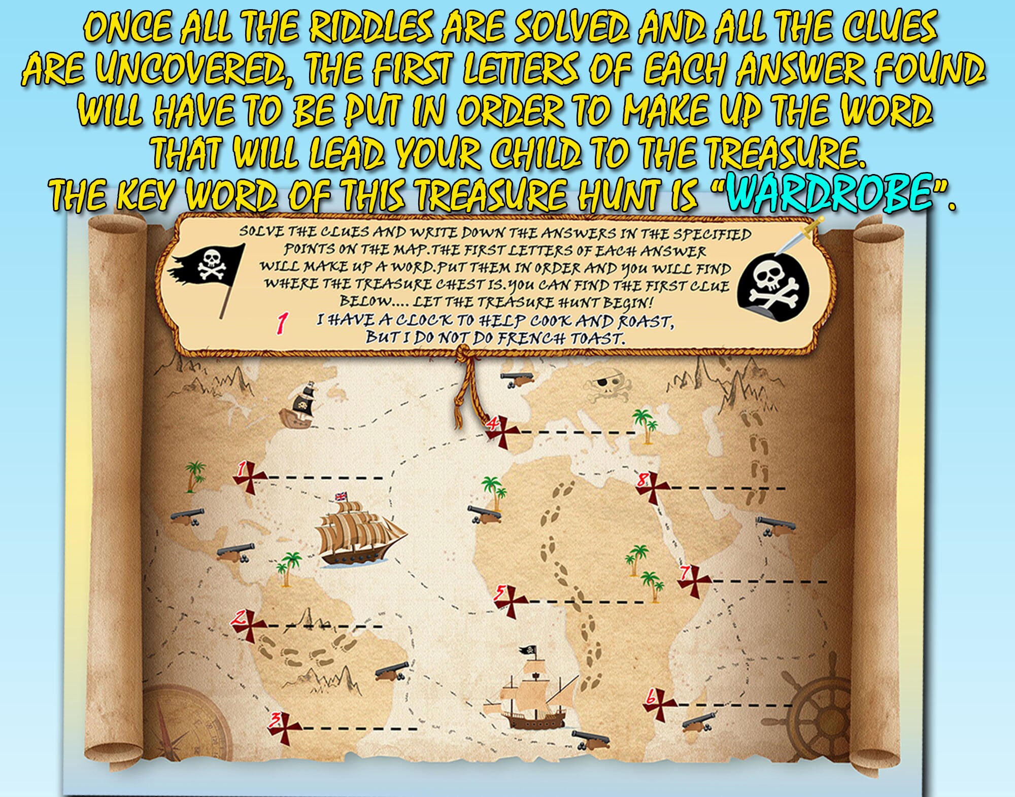 Kids Treasure Hunt, Scavenger Hunt With Map, Birthdays Games, Pdf ...