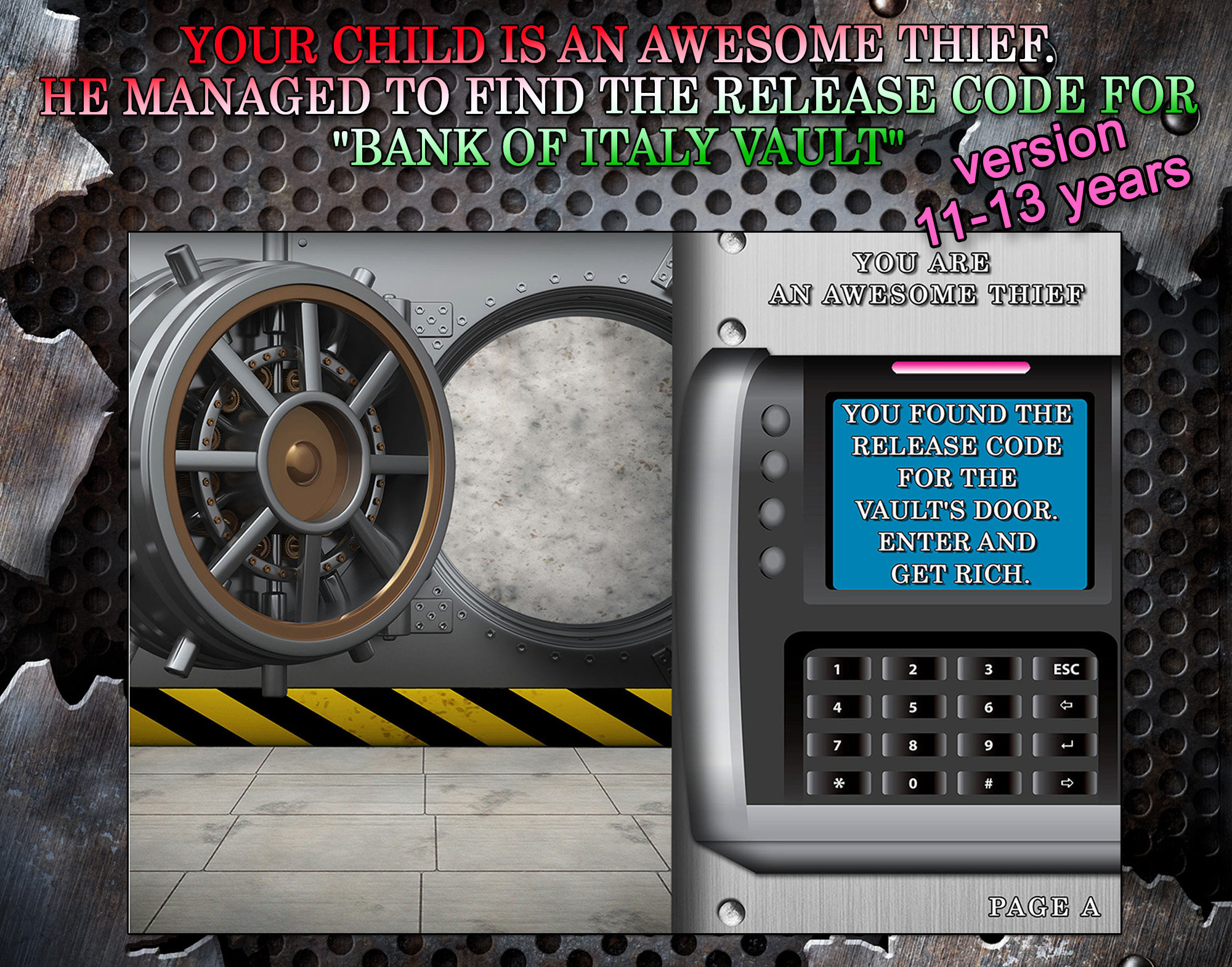 Kids Escape Room, the Bank of Italy Vault Ages 11-13 Years, Mystery ...