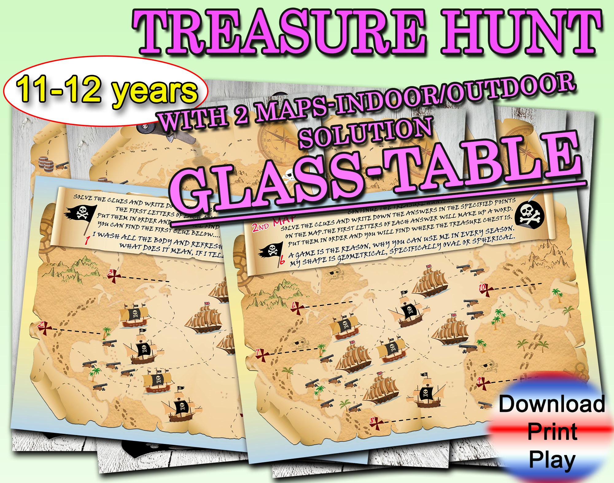 Kids Treasure Hunt, Scavenger Hunt With Map, Birthdays Games, Pdf ...