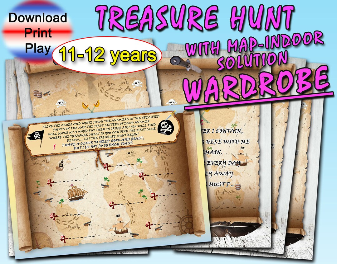 Kids Treasure Hunt, Scavenger Hunt With Map, Birthdays Games, Pdf ...
