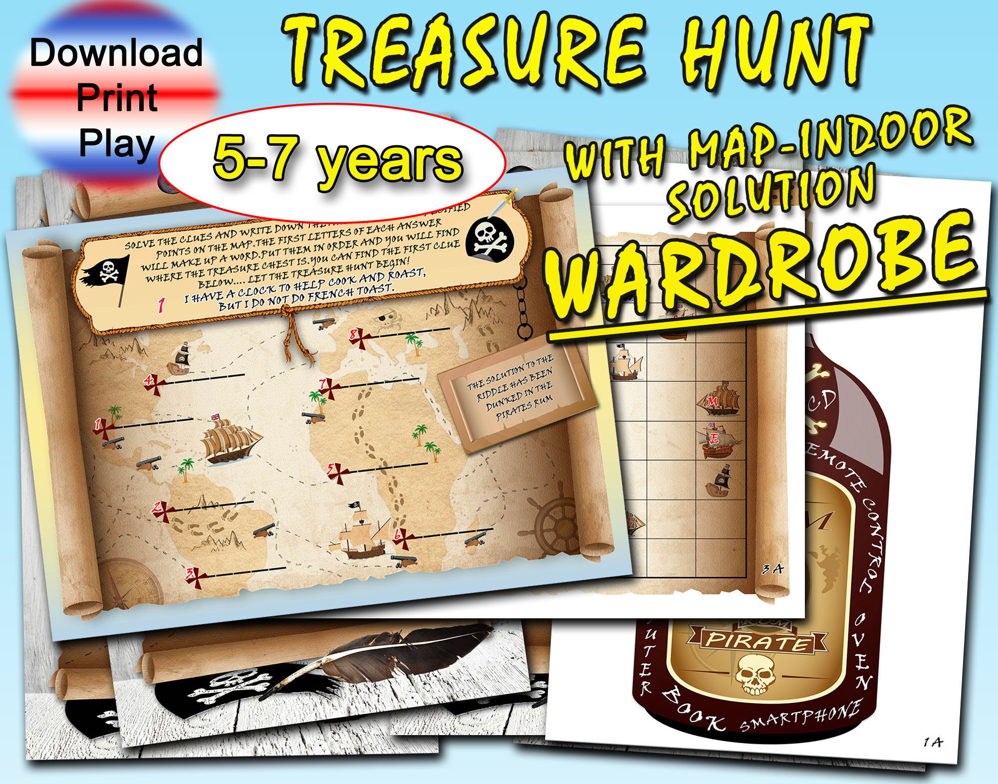 Kids Treasure Hunt, Scavenger Hunt With Map, Birthdays Games, Pdf ...