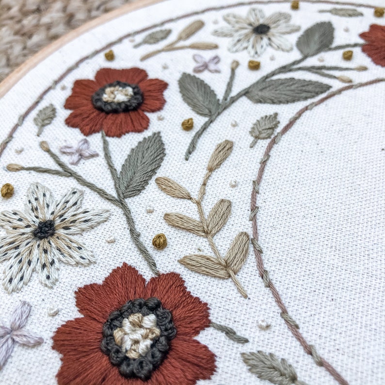 Floral Moon - Floral Embroidery - Moon Embroidery - Hand Embroidery ...
