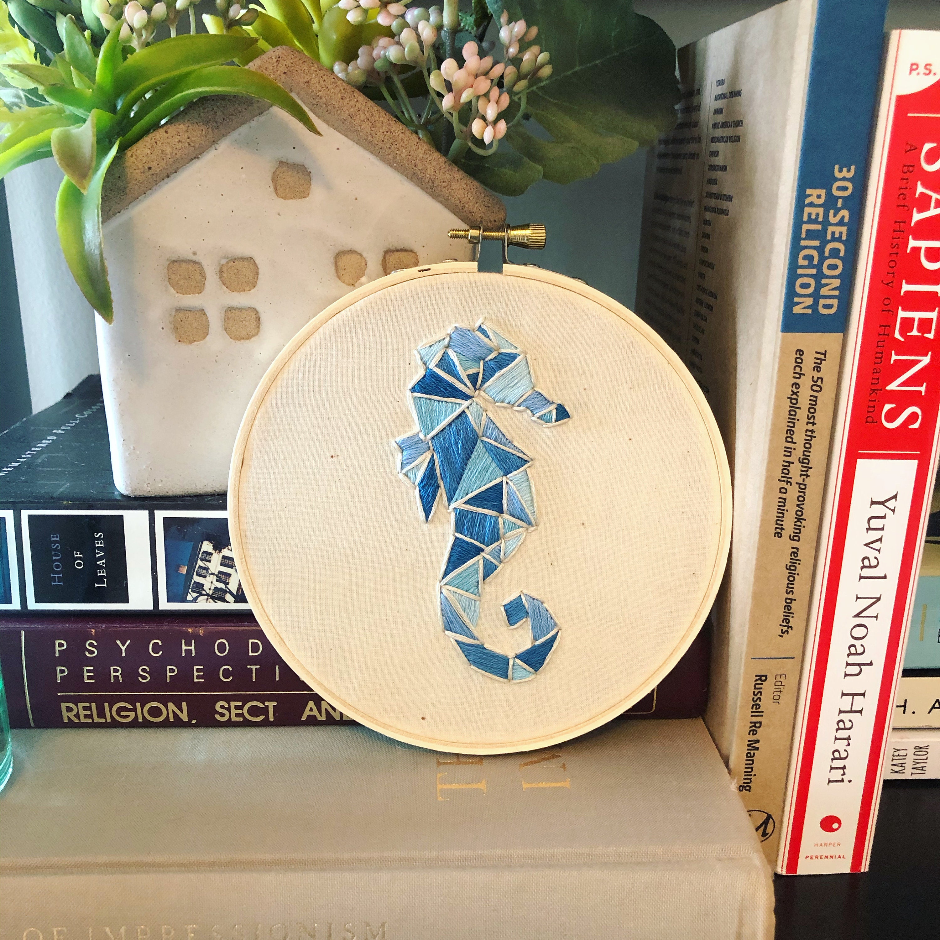 Seahorse Decor Seahorse Embroidery Hand Embroidery Beach - Etsy