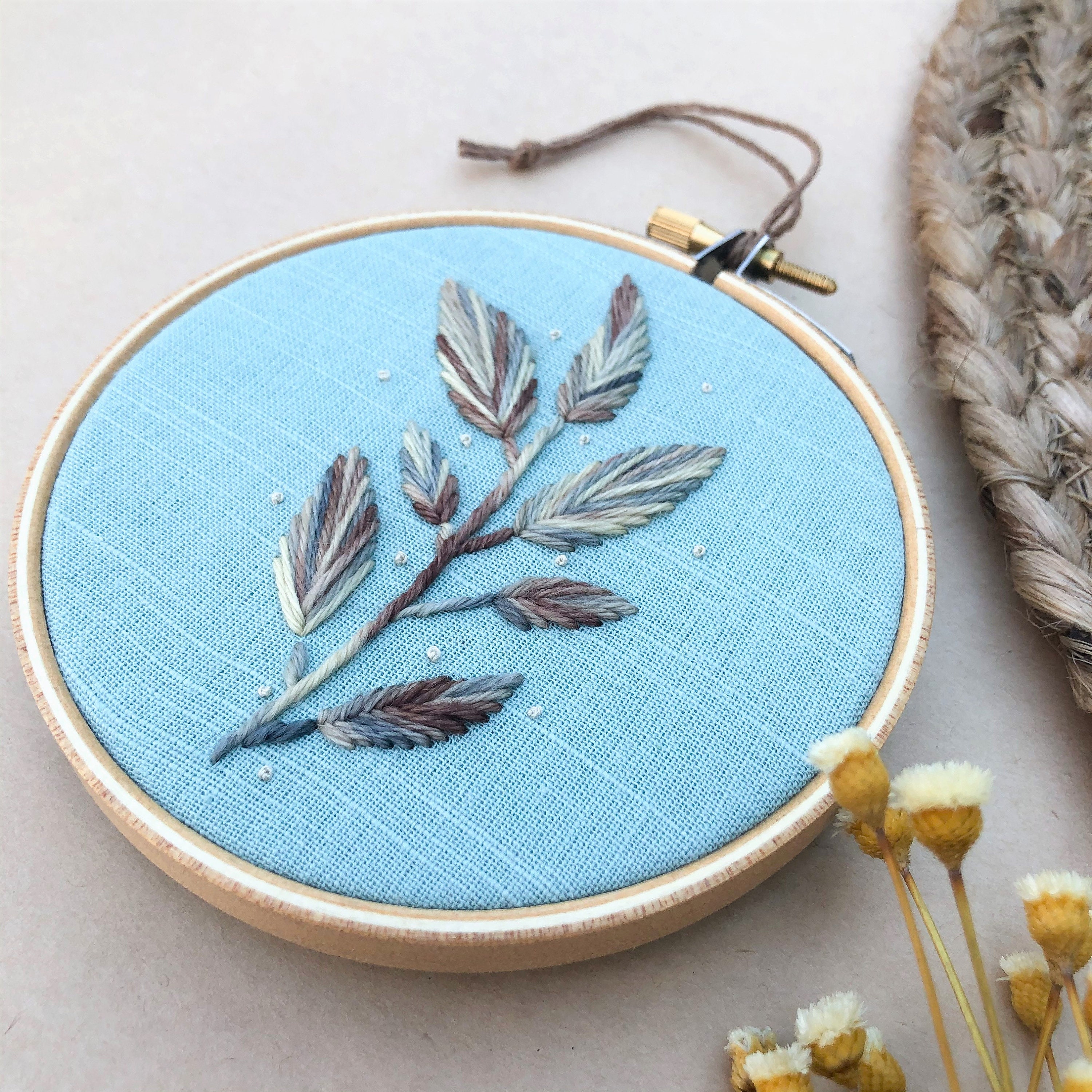 Leaf Branch Botanical Embroidery Nature Embroidery Hand - Etsy