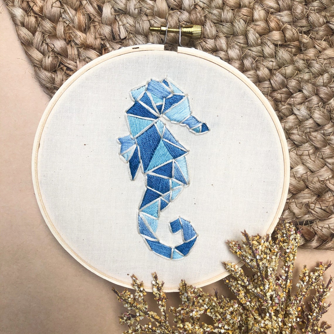 Seahorse Decor Seahorse Embroidery Hand Embroidery Beach - Etsy