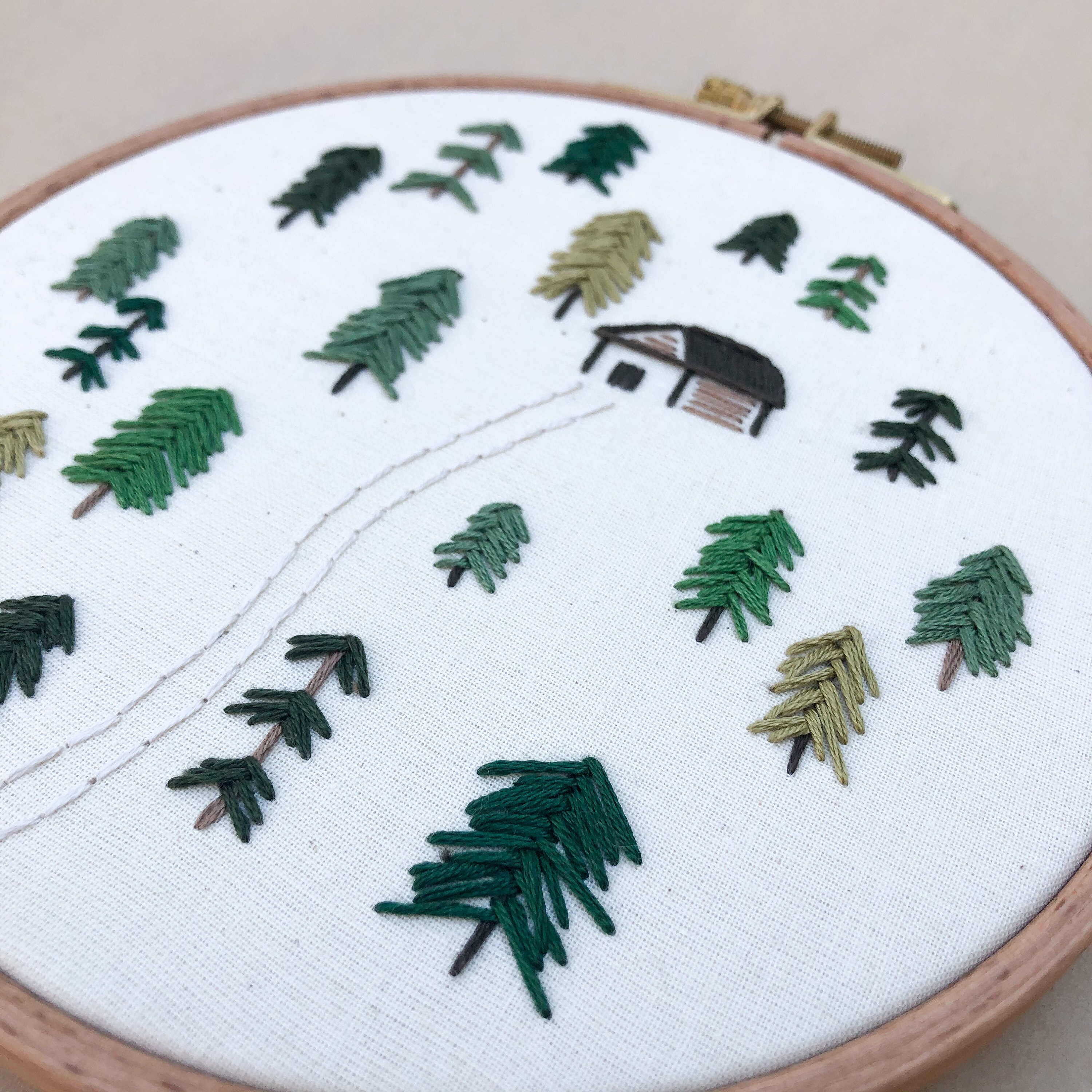 Forest Cabin Cabin in the Woods Nature Embroidery Forest Embroidery ...