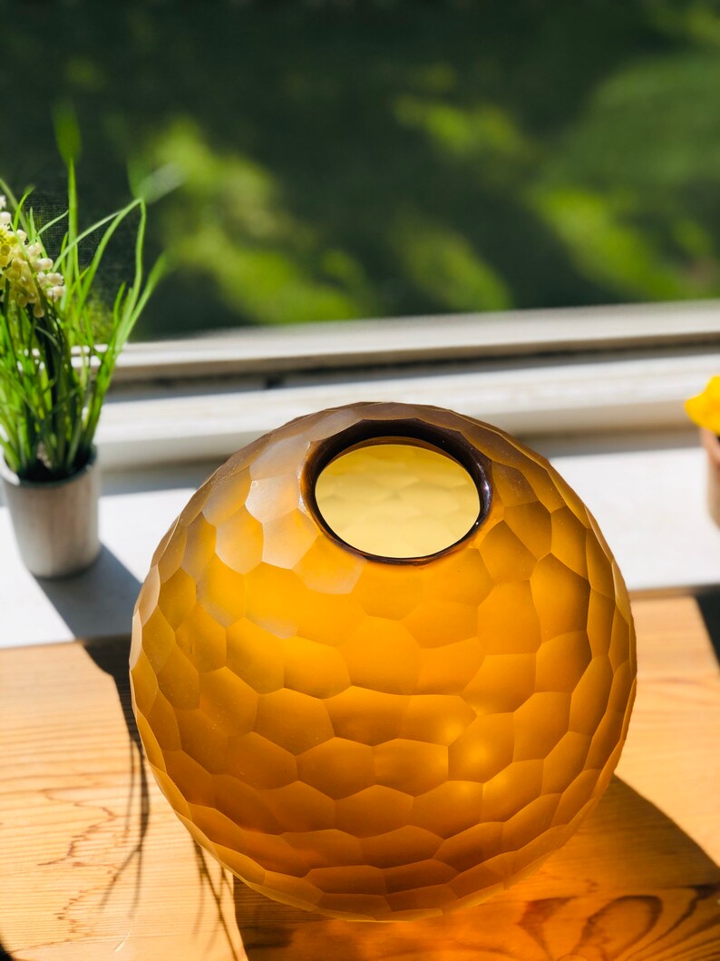 Amber Orb Round Glass Flower Vase - Etsy