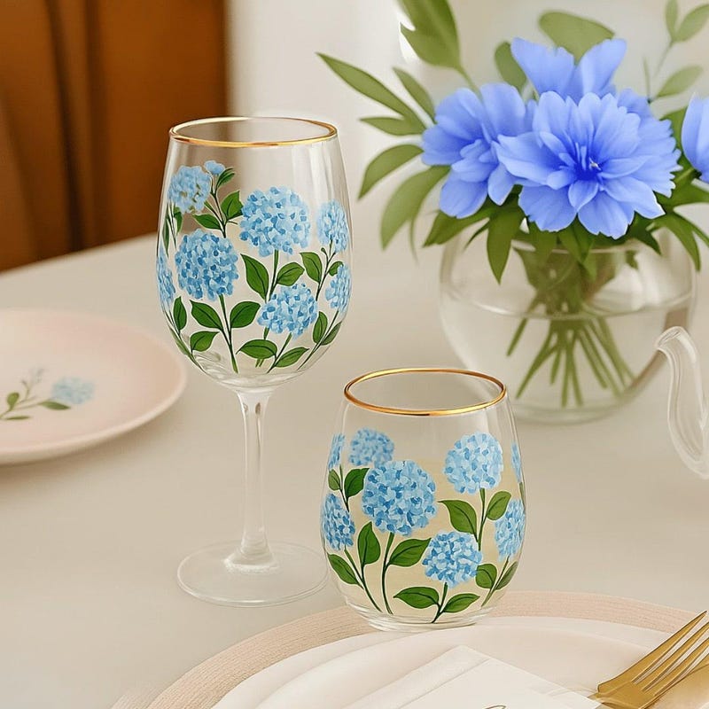 Painted Wine Glasses - Etsy