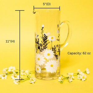 Daisy Painted Pitcher Large Glass Pitcher Hand Painted Home Gifts for ...