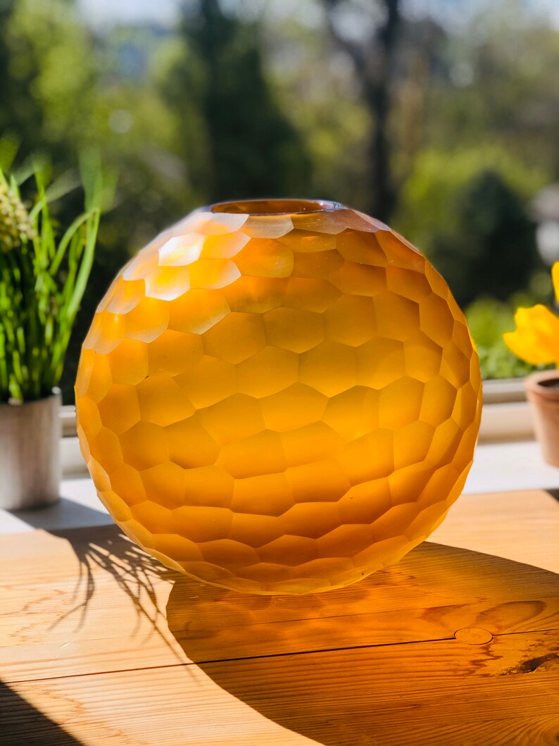 Amber Orb Round Glass Flower Vase - Etsy