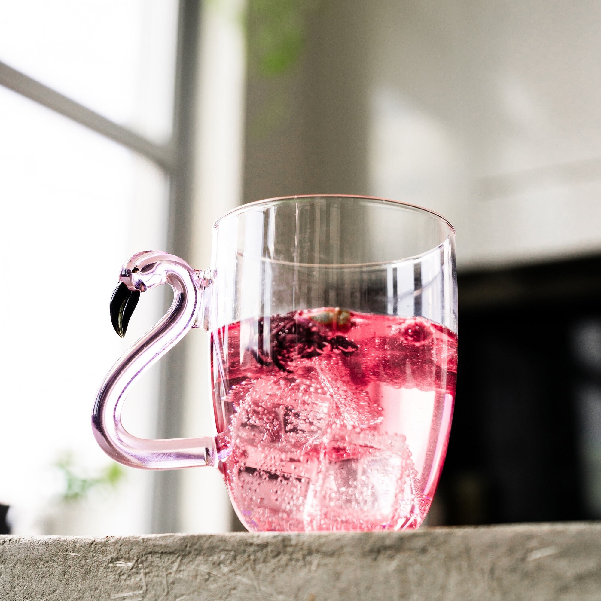 Flamingo Drinking Glass Unique Pink Drinking Glasses Cute Pretty ...
