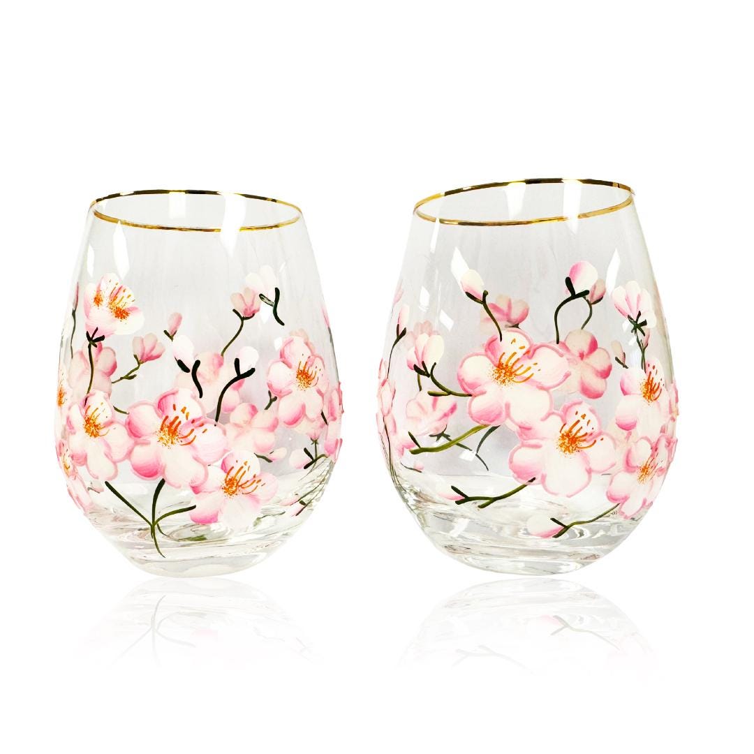 Painted Stemless Wine Glasses Stemless Wine Glass Colorful Glassware ...