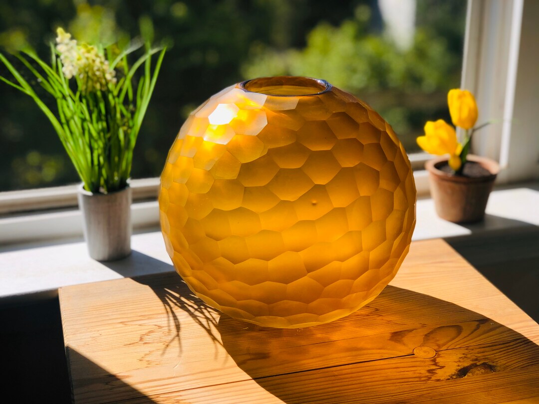 Amber Orb Round Glass Flower Vase - Etsy