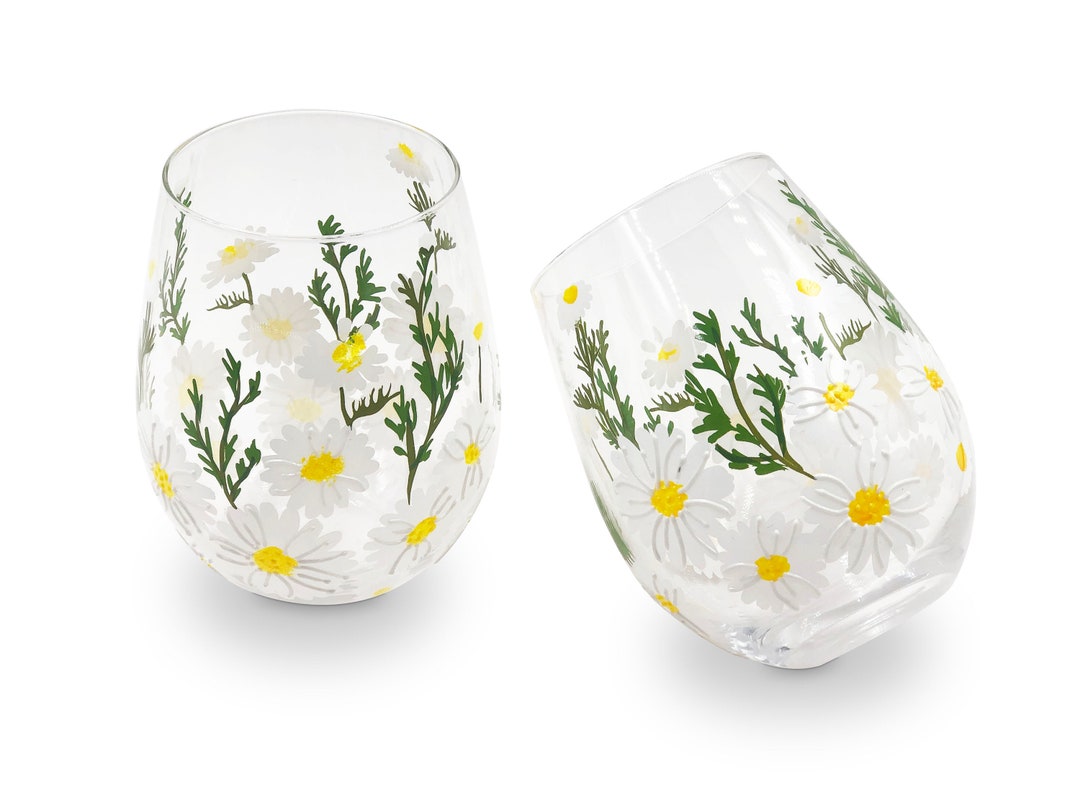 Painted Stemless Wine Glasses Stemless Wine Glass Colorful Glassware ...