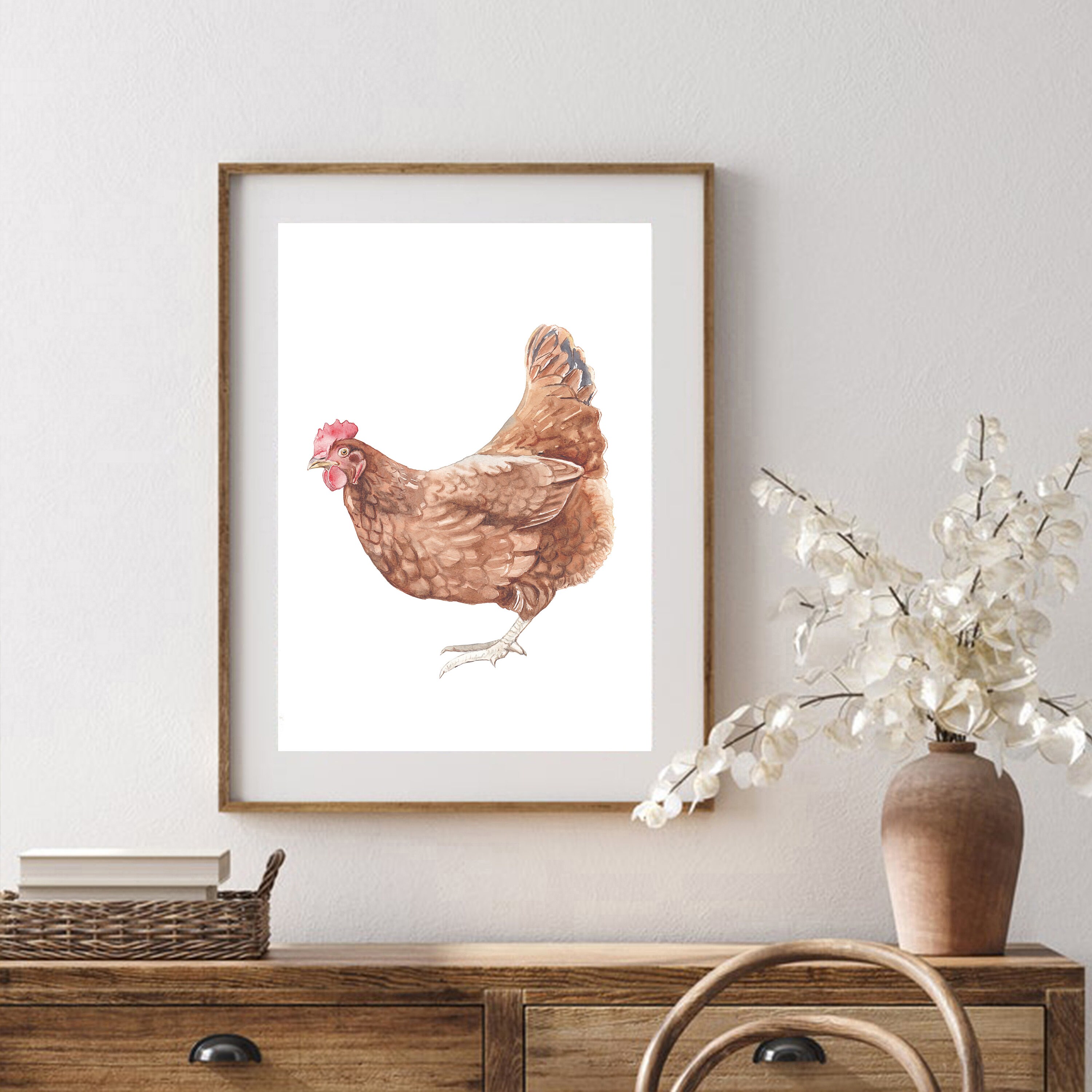 Chicken Watercolor Painting, Hen Painting, Chicken Print, Easter Chick ...