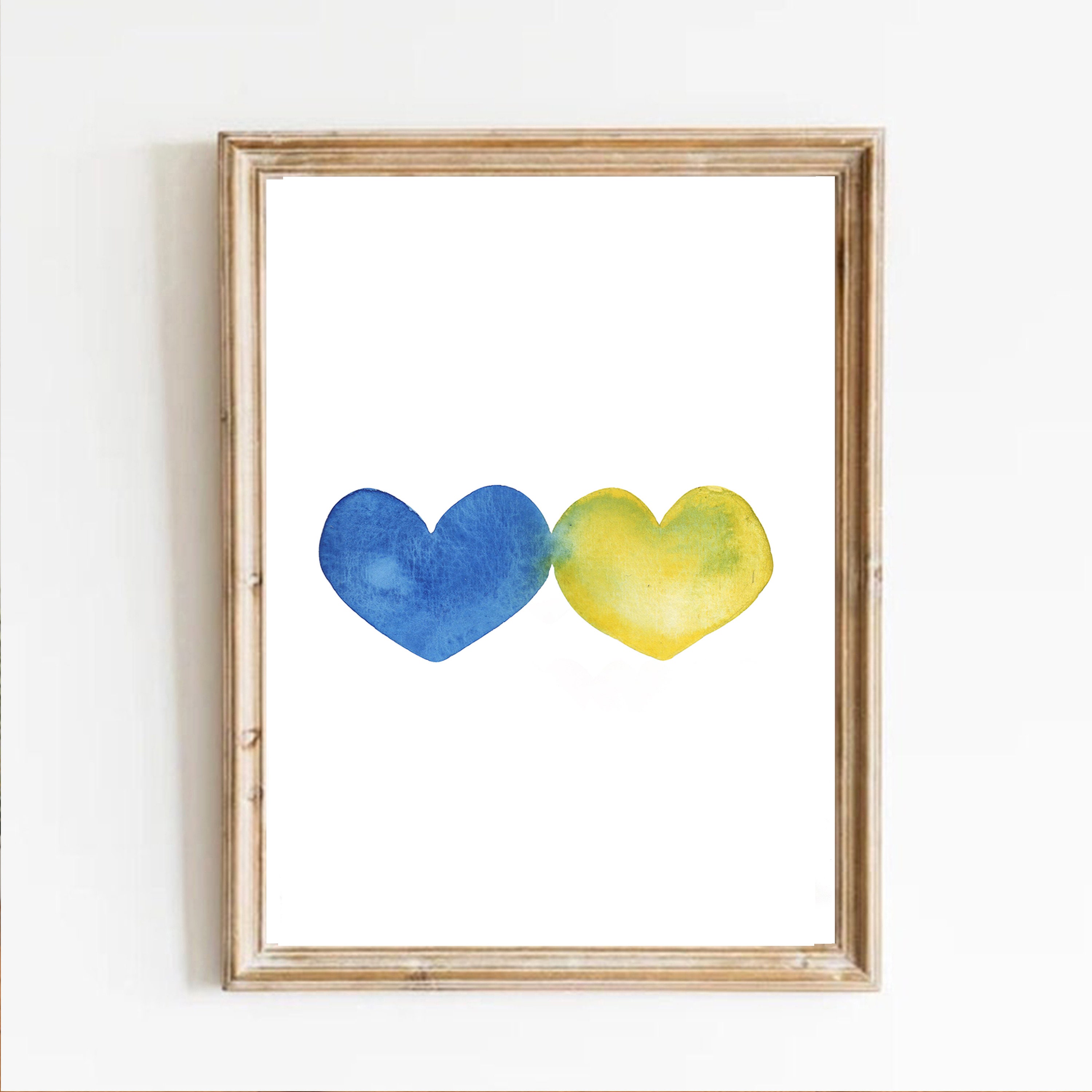 Blue and Yellow Heart Png, Watercolor Hearts Painting - Etsy