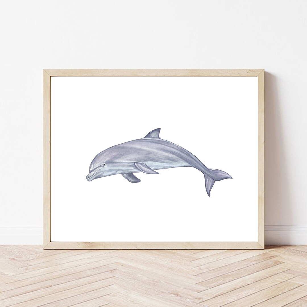 Dolphine Print, Whale Digital Download, Whale Watercolor Painting ...