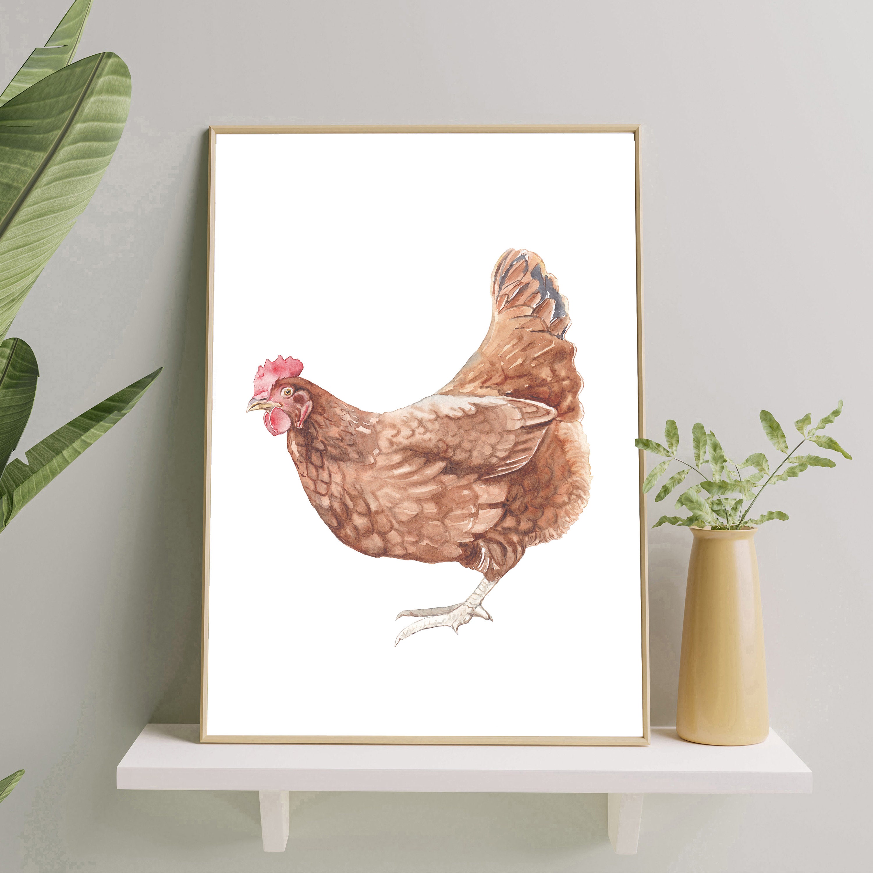 Chicken Watercolor Painting, Hen Painting, Chicken Print, Easter Chick ...