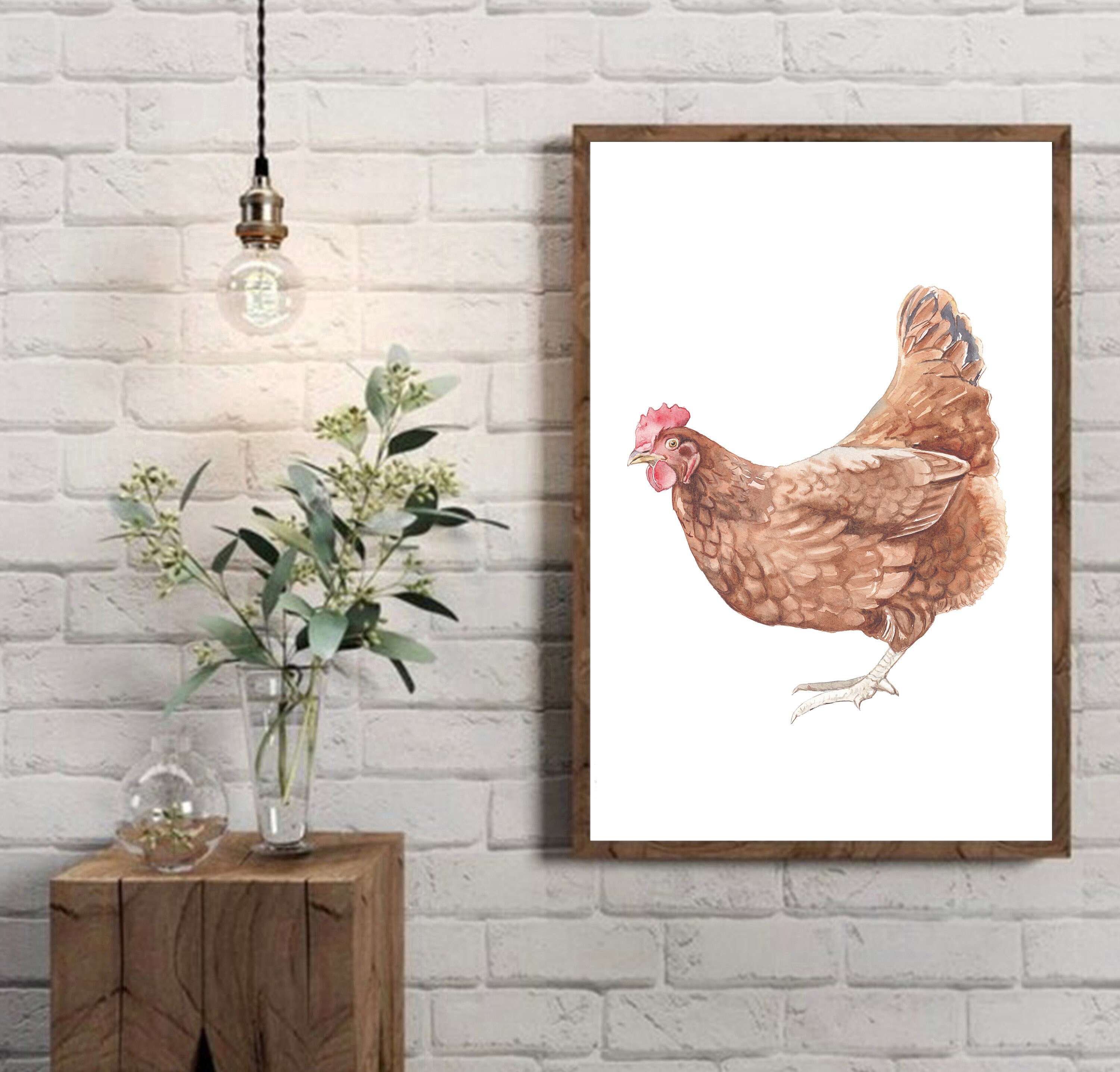 Chicken Watercolor Painting, Hen Painting, Chicken Print, Easter Chick ...