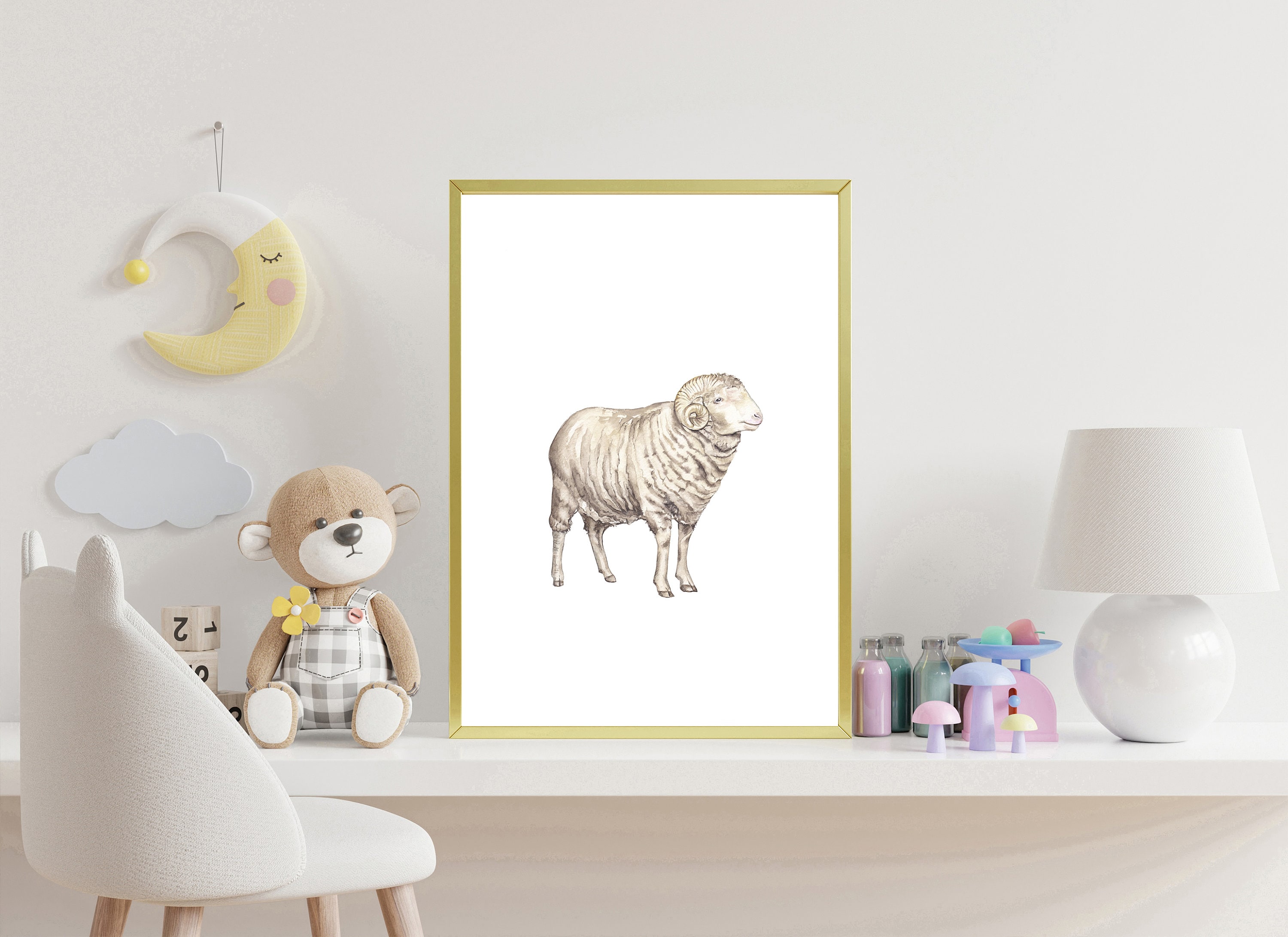 Ram Print Wall Art Watercolor Ram Painting - Etsy