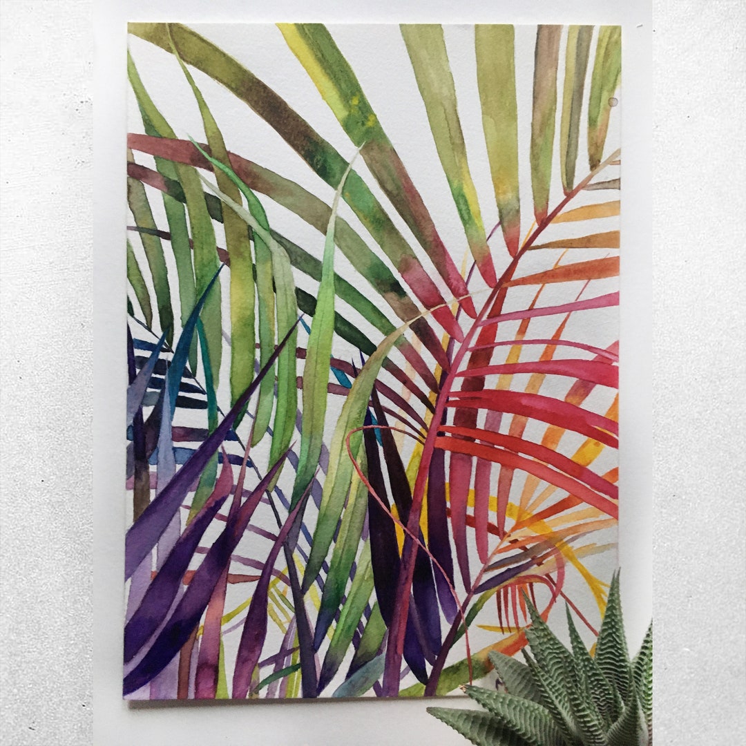 Palm Leaves Painting Watercolor Palmleaf Original Artwork - Etsy