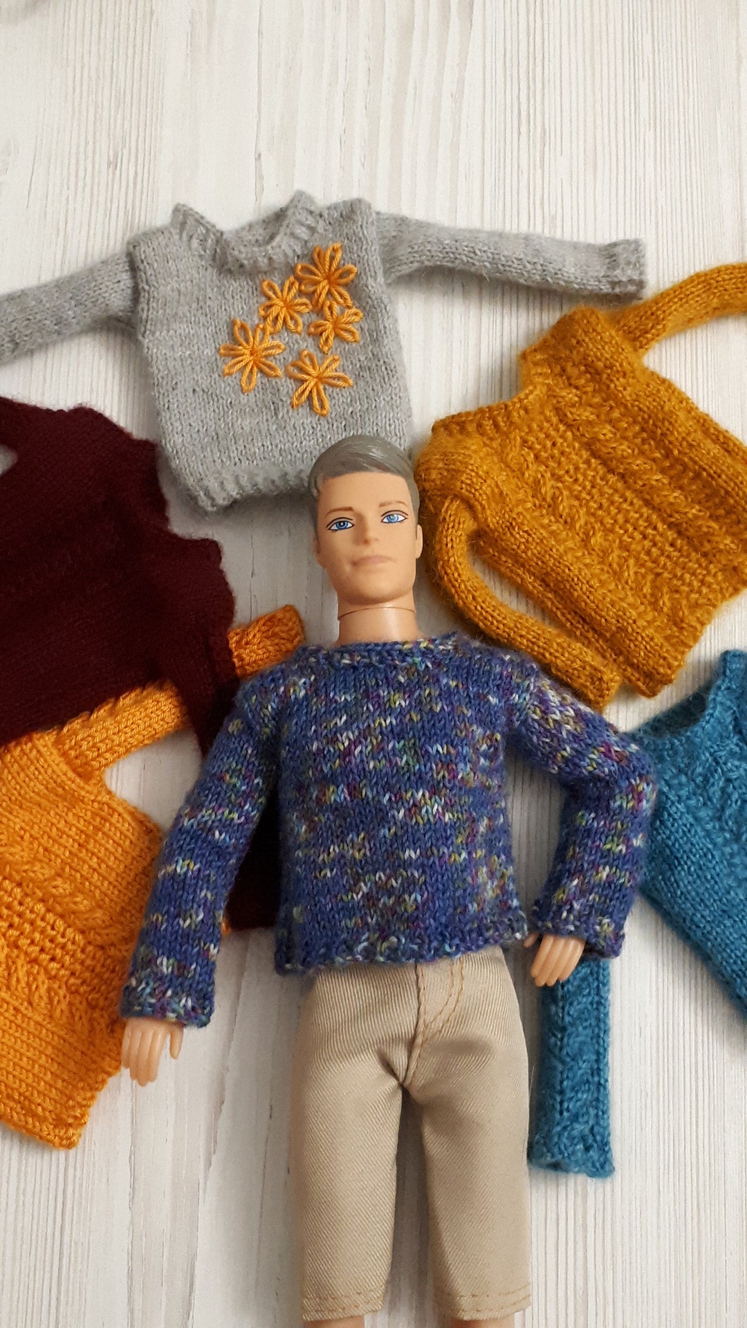 Doll Clothes Kendoll Sweater Hand Knitted Sweater, Patterned Doll ...
