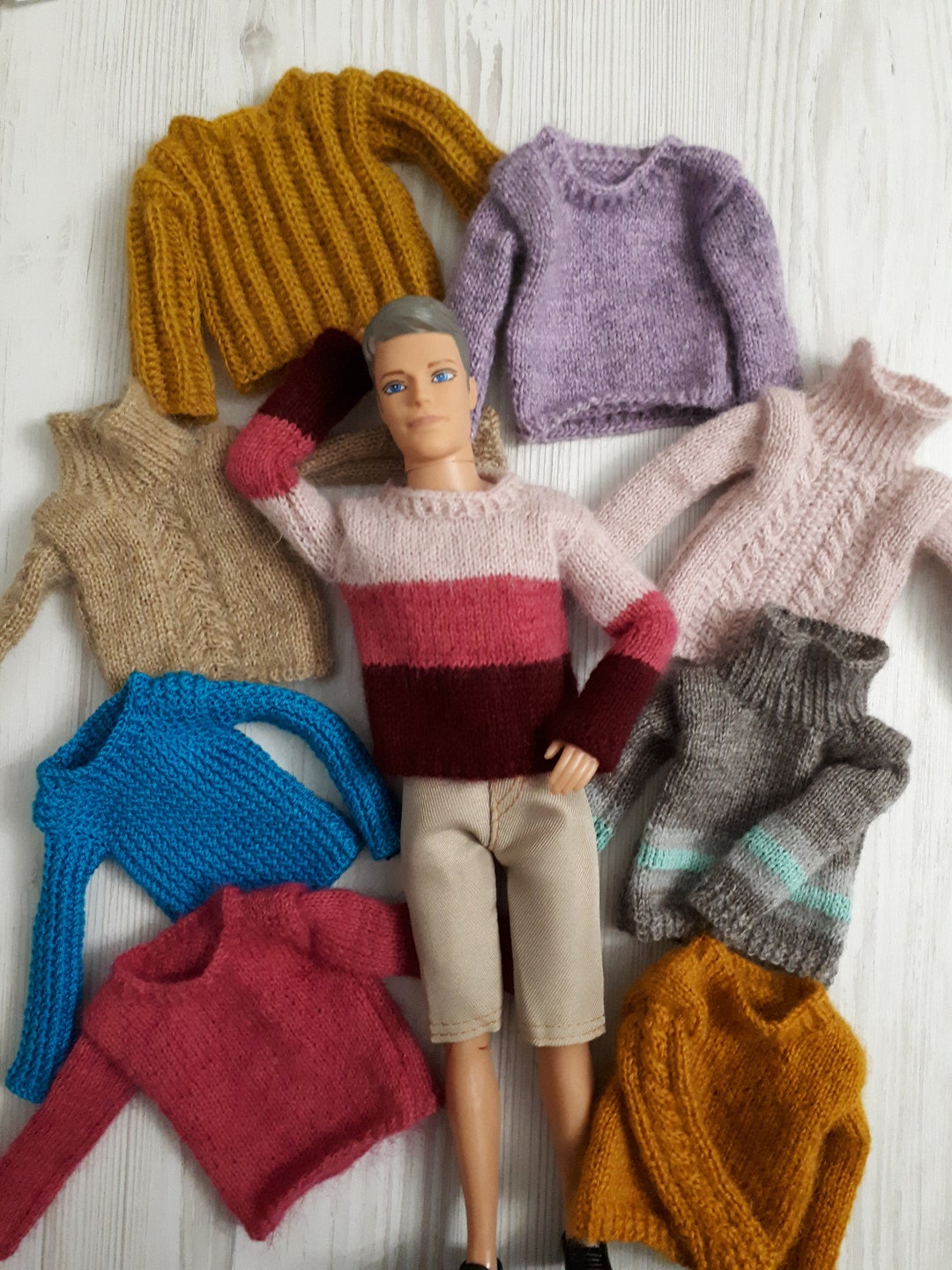 Doll Clothes Kendoll Sweater Hand Knitted Sweater, Patterned Doll ...