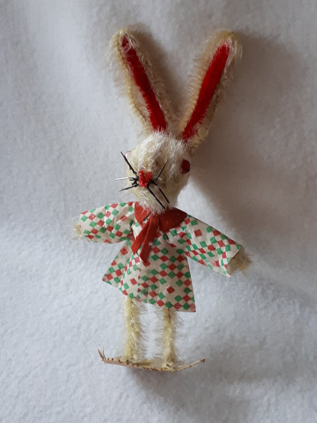 Rare Vintage Toy German Bunny in a Dress Pipe Cleaner Hare Chenille ...