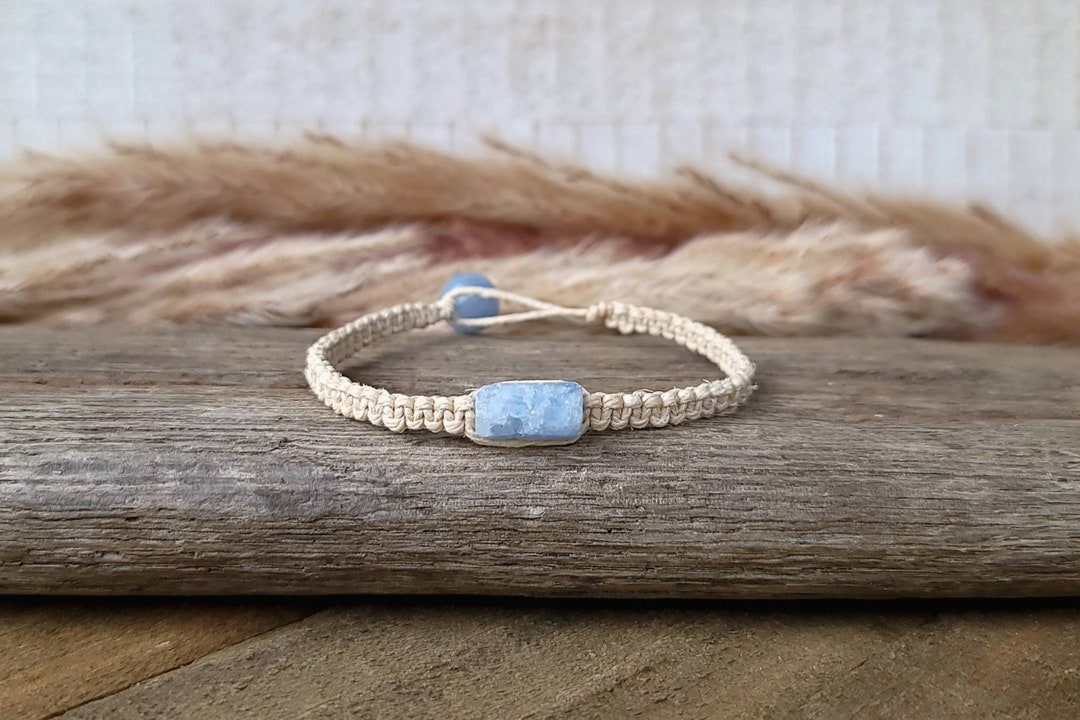 Raw Celestite Crystal Gemstone Hemp Bracelet CHOOSE SIZE Handmade ...