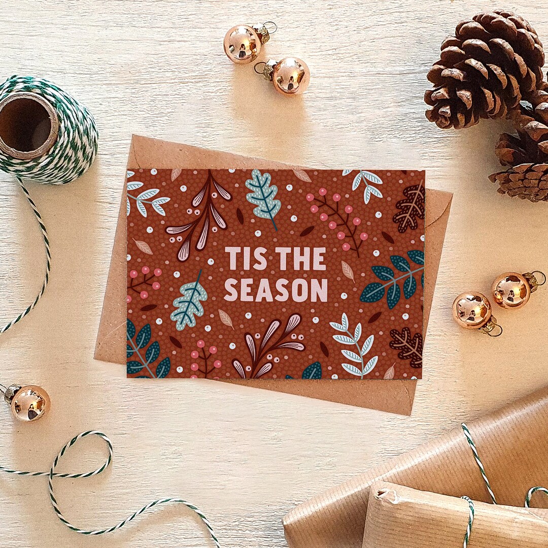 Tis the Season Red Christmas Card / Individual Christmas Card / Eco ...