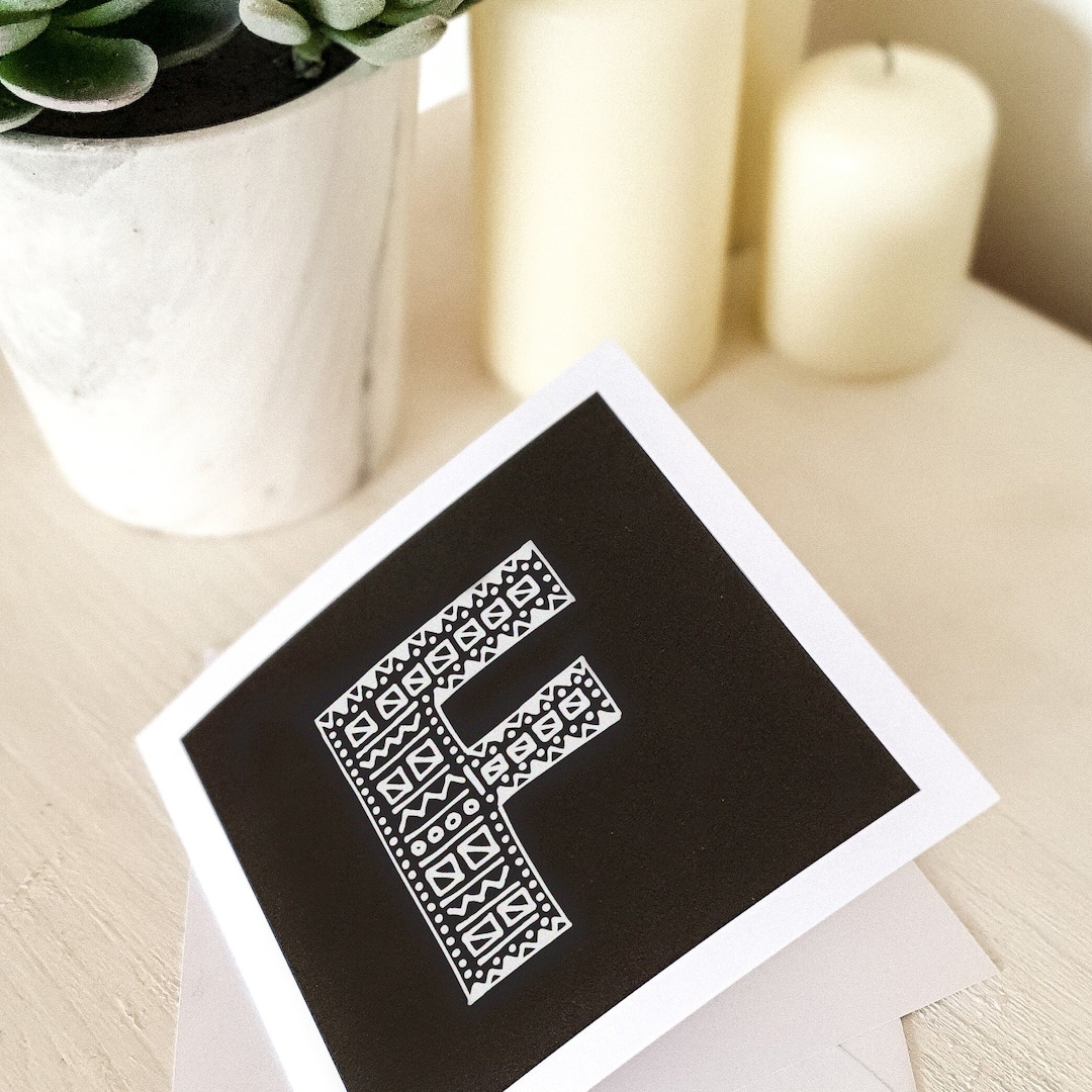 Letter F Card: Typographic Initial Greeting Card - Etsy