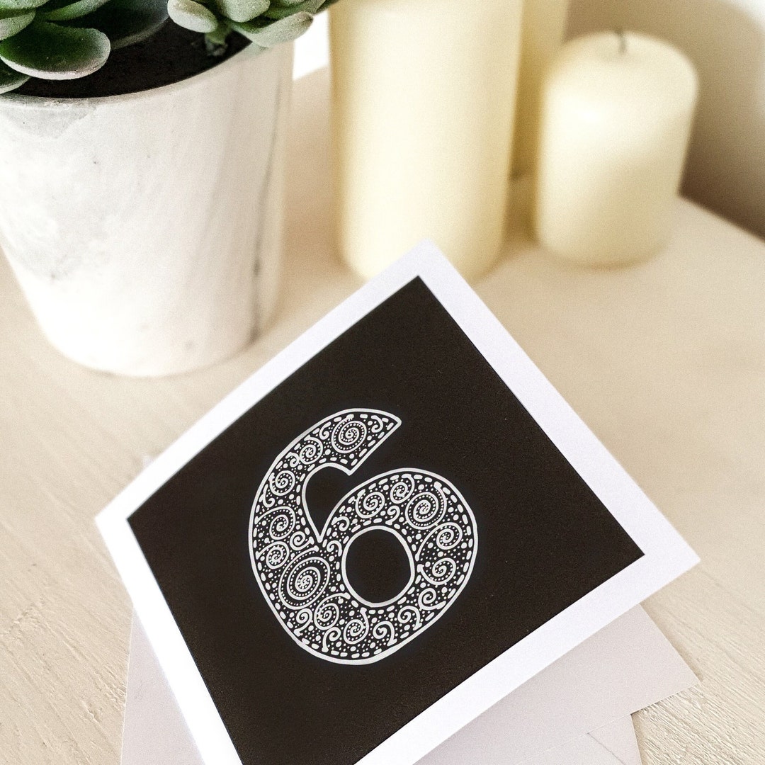 6 Card / Six Card / Unique 6th Birthday Card / Number Cards / Greeting ...