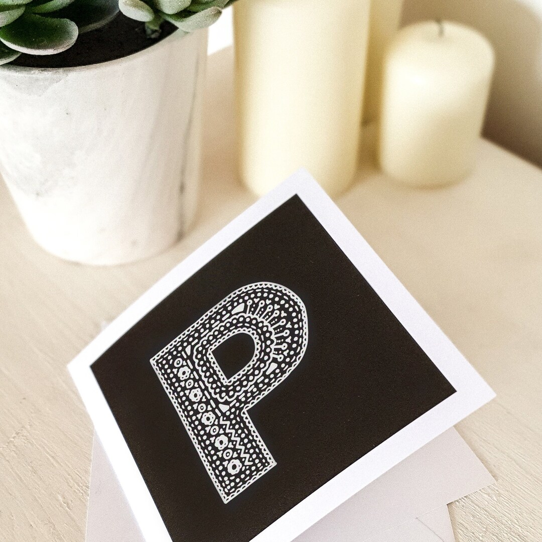 P Card / Letter Cards / Initial Cards / Greeting Cards / Blank - Etsy