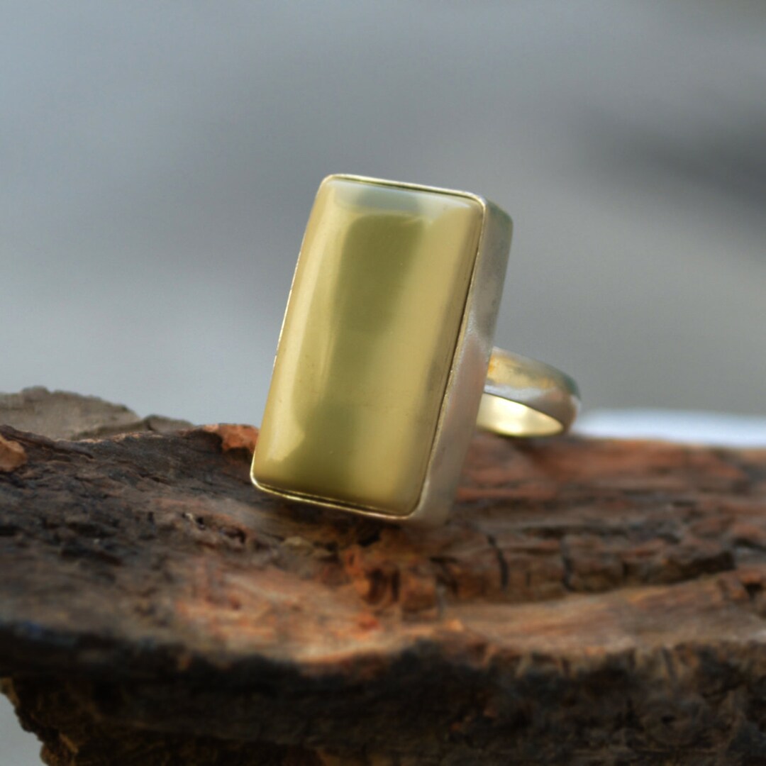 Rhyolite Rainforest Jasper Ring: Sterling Silver, Gold Fill Statement ...